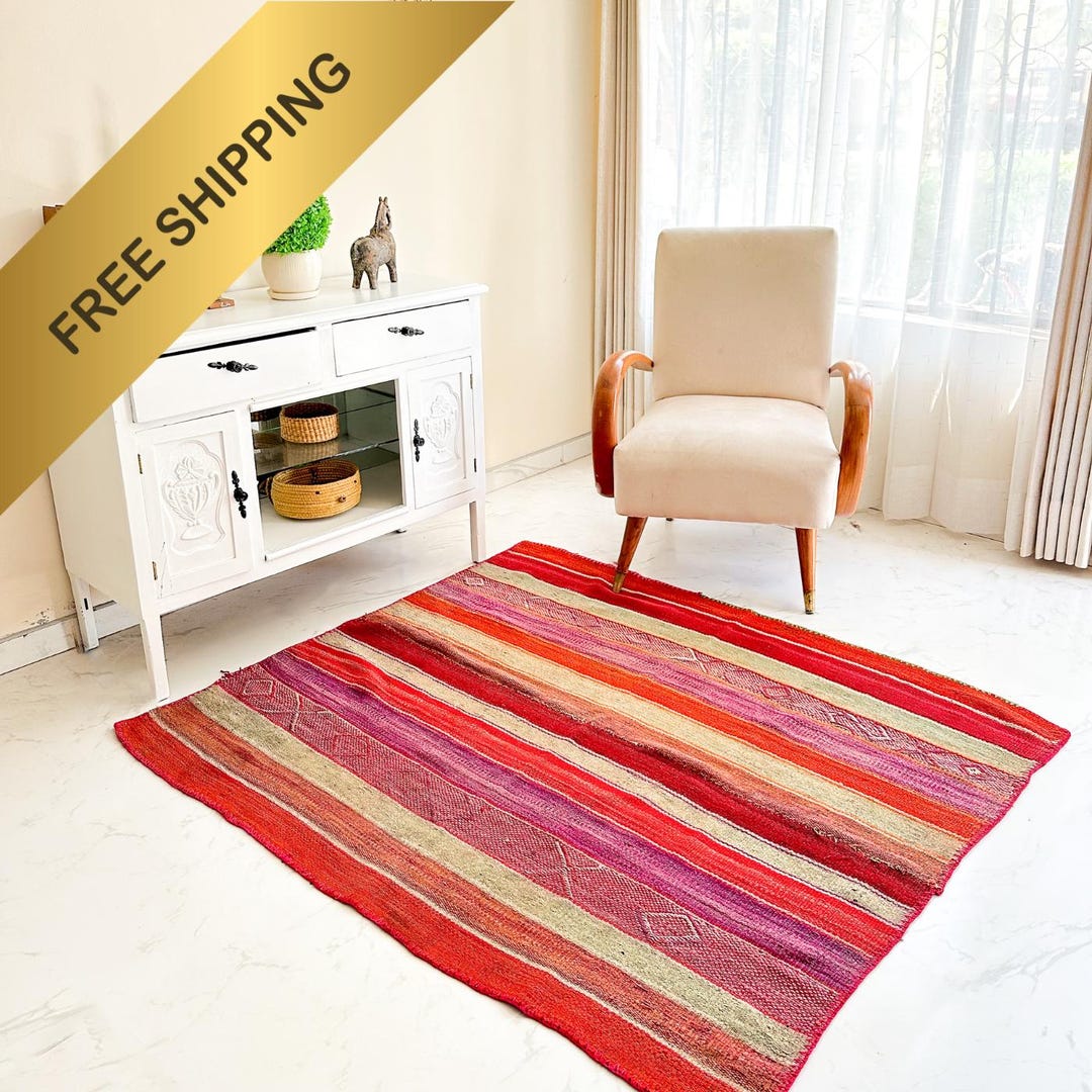 Bonita Peruvian Rug 5' 1 X 4' 5handmade Peruvian Rugvintage Home Deco ...