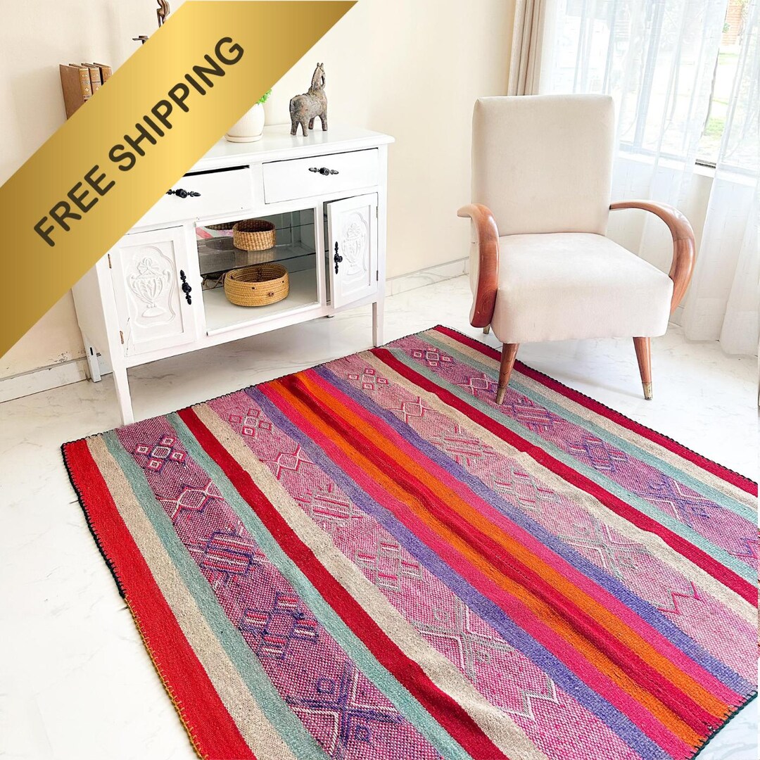 Handmade Home Decor Rug 5' 7.5"x5' 2.5" •peruvian Frazadas •peru ...