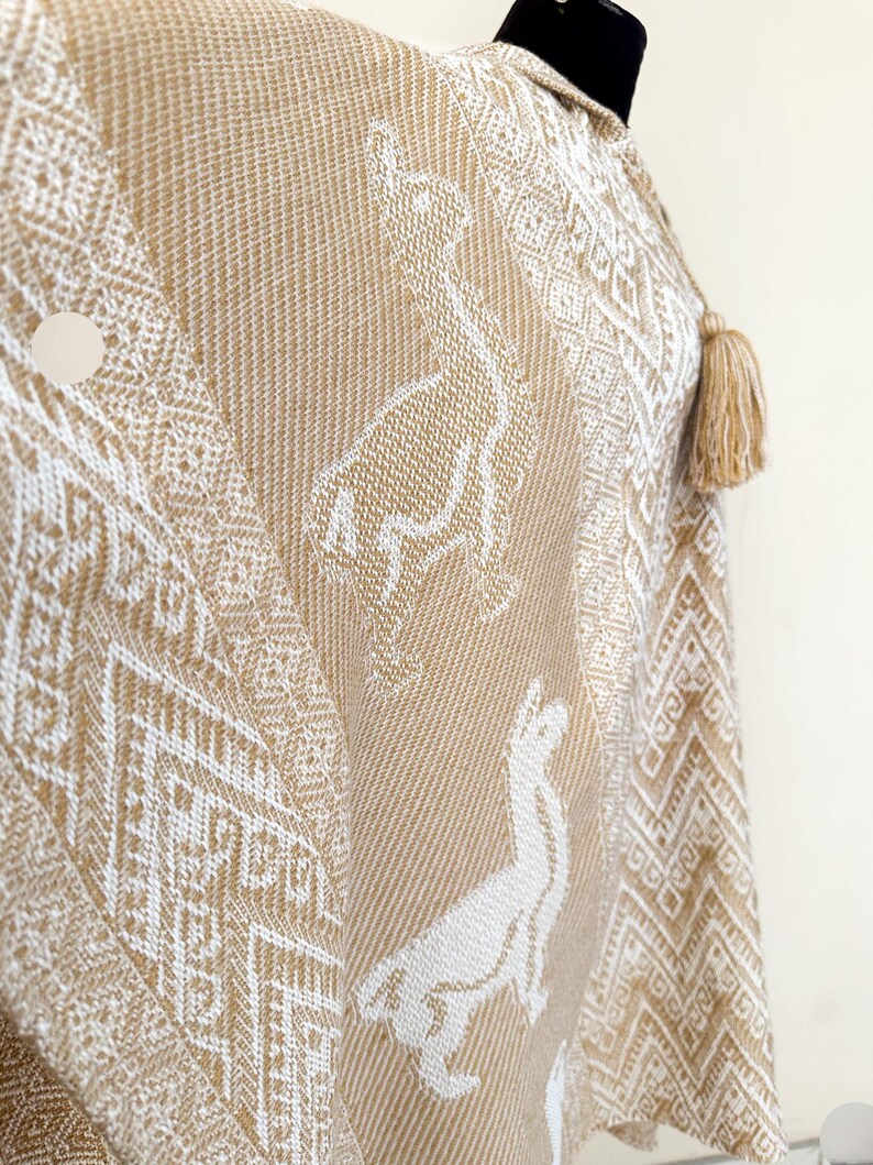 Llama Pattern Ruana • Handmade Alpaca Ruana • Peruvian Wool Poncho With ...