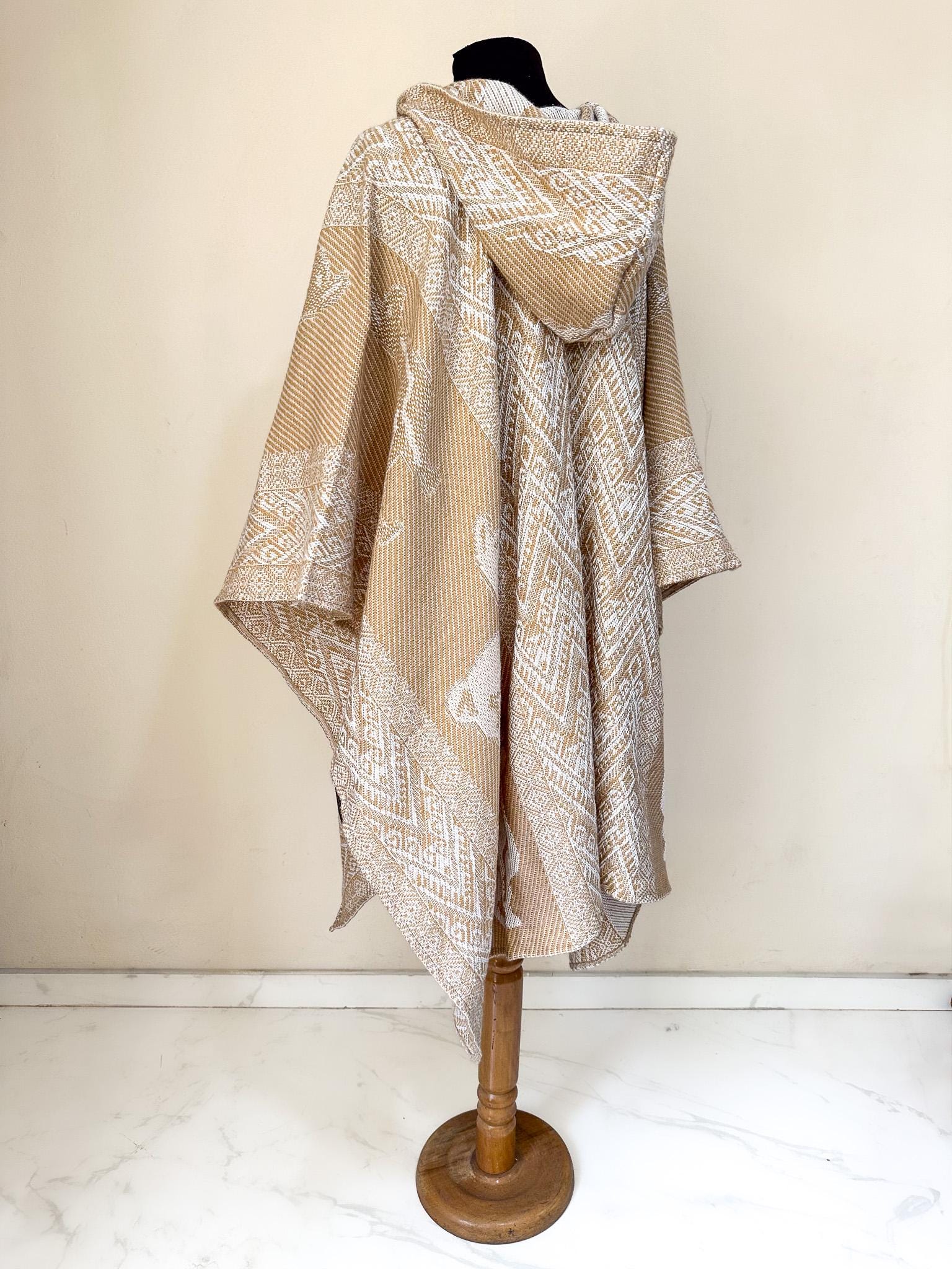 Llama Pattern Ruana • Handmade Alpaca Ruana • Peruvian Wool Poncho With ...
