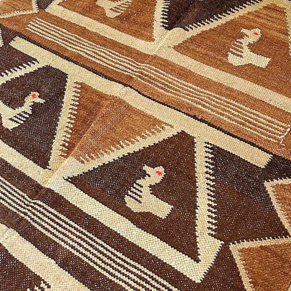 Antique Carpet With Pre-columbian Designs • Brown & Cream Pre-columbian ...