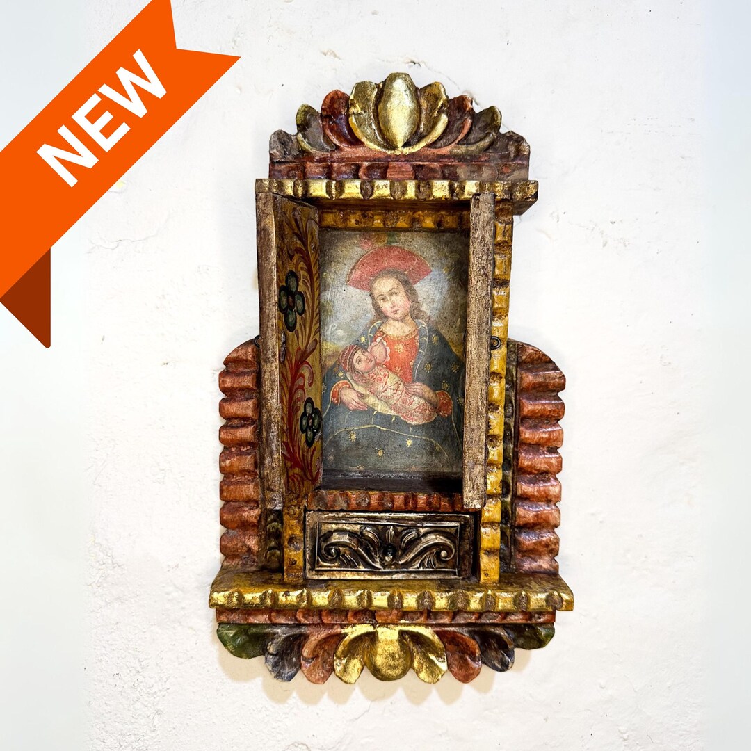 Authentic Colonial Altarpiece of Cusquenian School • Colonial Painting • Cusco Art • Retablo ...