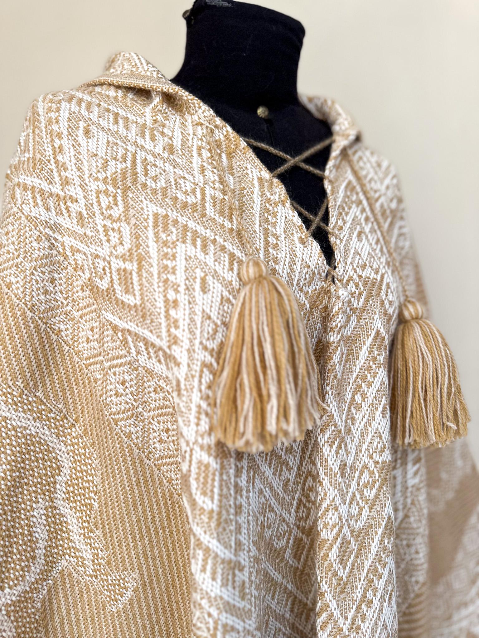 Llama Pattern Ruana • Handmade Alpaca Ruana • Peruvian Wool Poncho With ...
