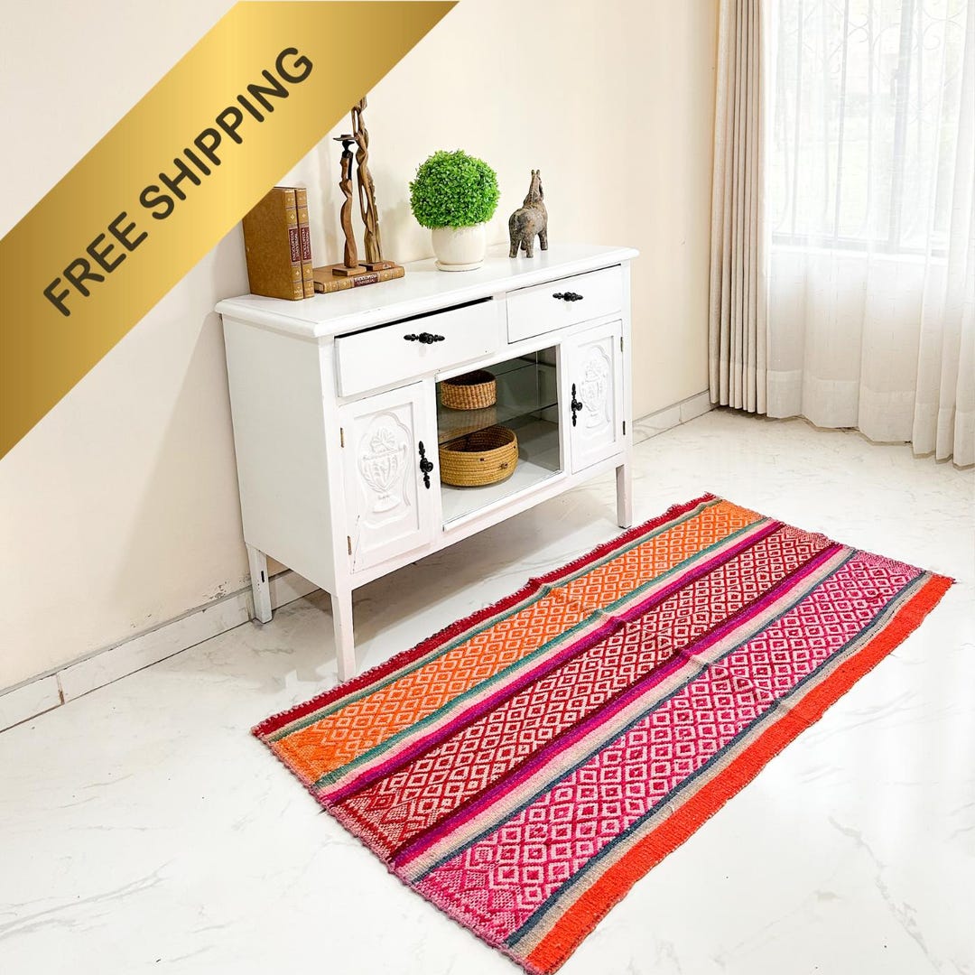 Fabulous Handmade Peruvian Rug • Colorida Frazada Peruana • Vintage ...