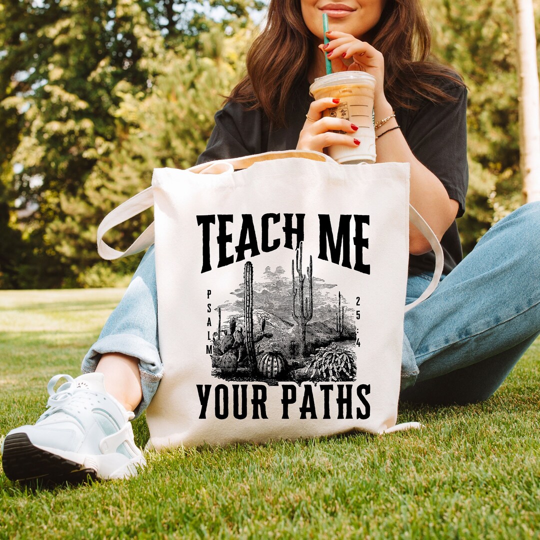 Teach Me Your Paths Jesus Tote Cotton Canvas Tote,christian Tote ...