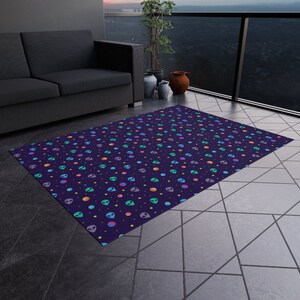 Cute Alien Retro Arcade Carpet, Indoor Outdoor, Area Rug, 80s 90s ...