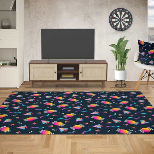 Retro Arcade Carpet Colorful Trippy Area Rug 80s 90s Accent - Etsy