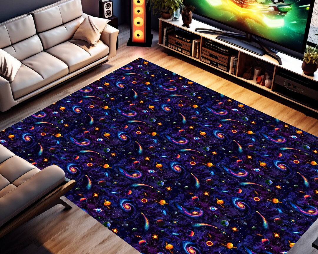Retro Arcade Carpet, Galaxy Space Area Rug, Indoor Outdoor, 80s 90s ...