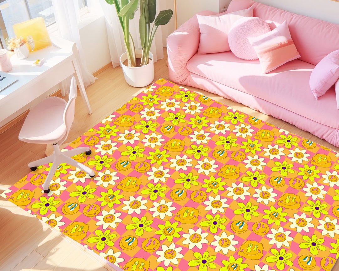 Y2K Aesthetic Rug Trippy Weird Hippie Carpet Colorful - Etsy