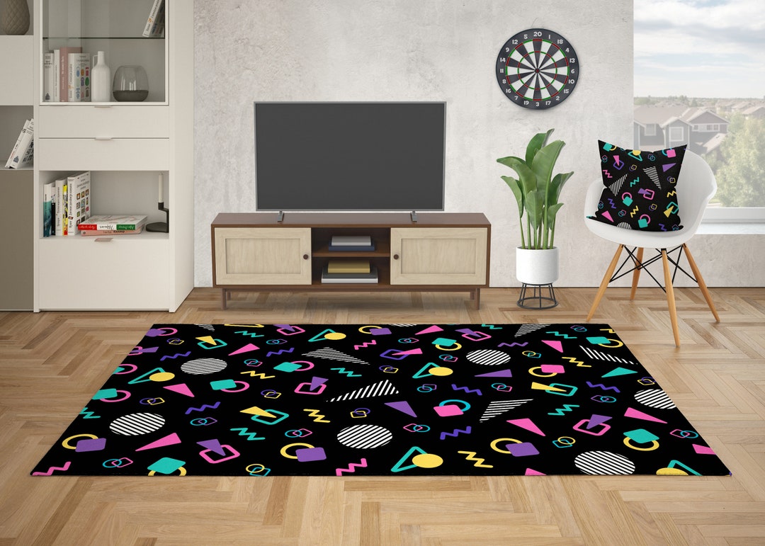 Retro Arcade Carpet Indoor Outdoor Memphis Design Area Rug - Etsy