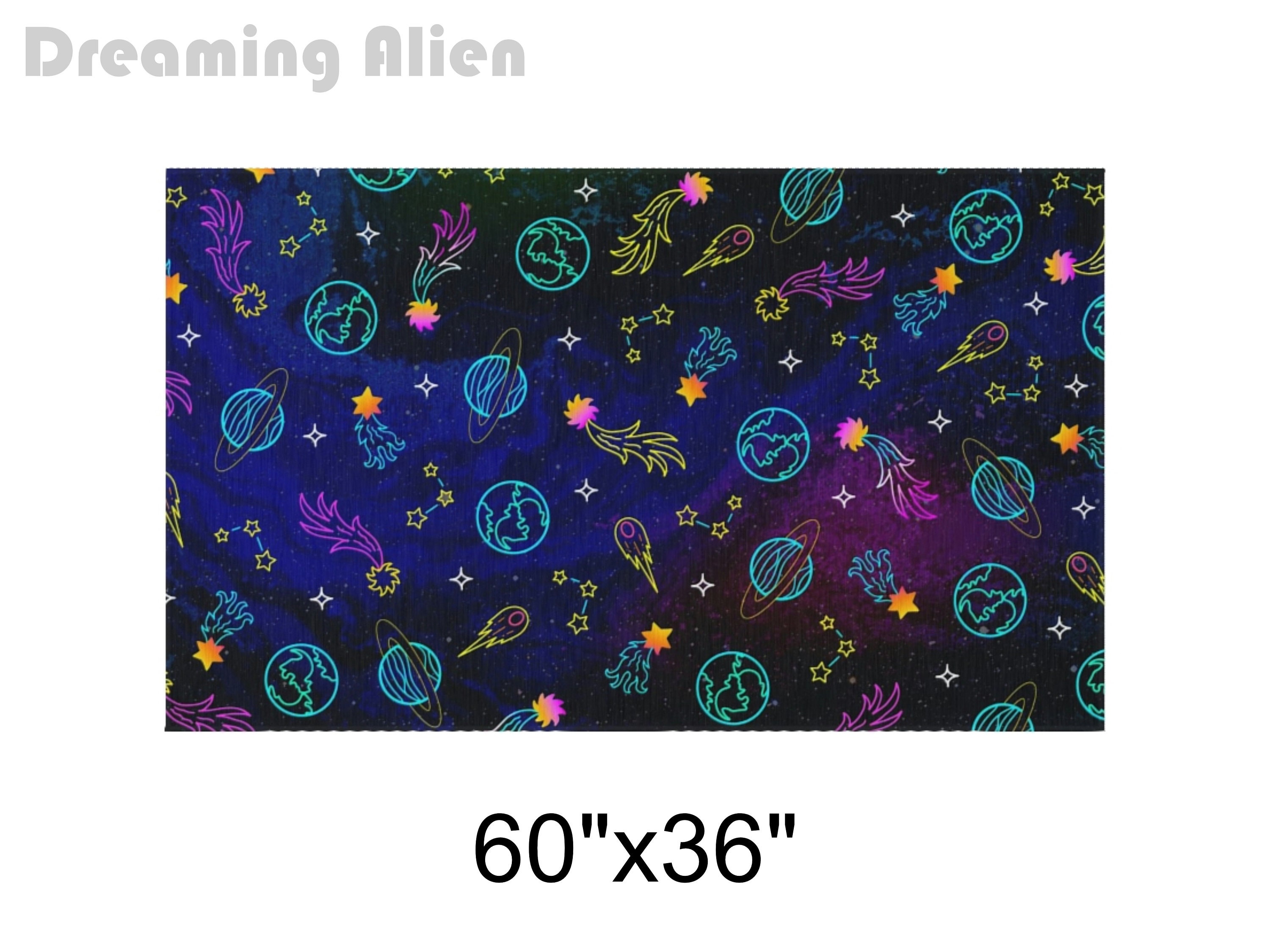 Retro Arcade Carpet, Colorful Trippy Spacey Planet Area Rug, 80s 90s ...