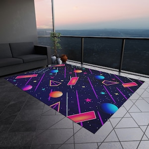 Retro Arcade Carpet, Colorful Trippy Abstract Area Rug, 80s 90s Accent ...