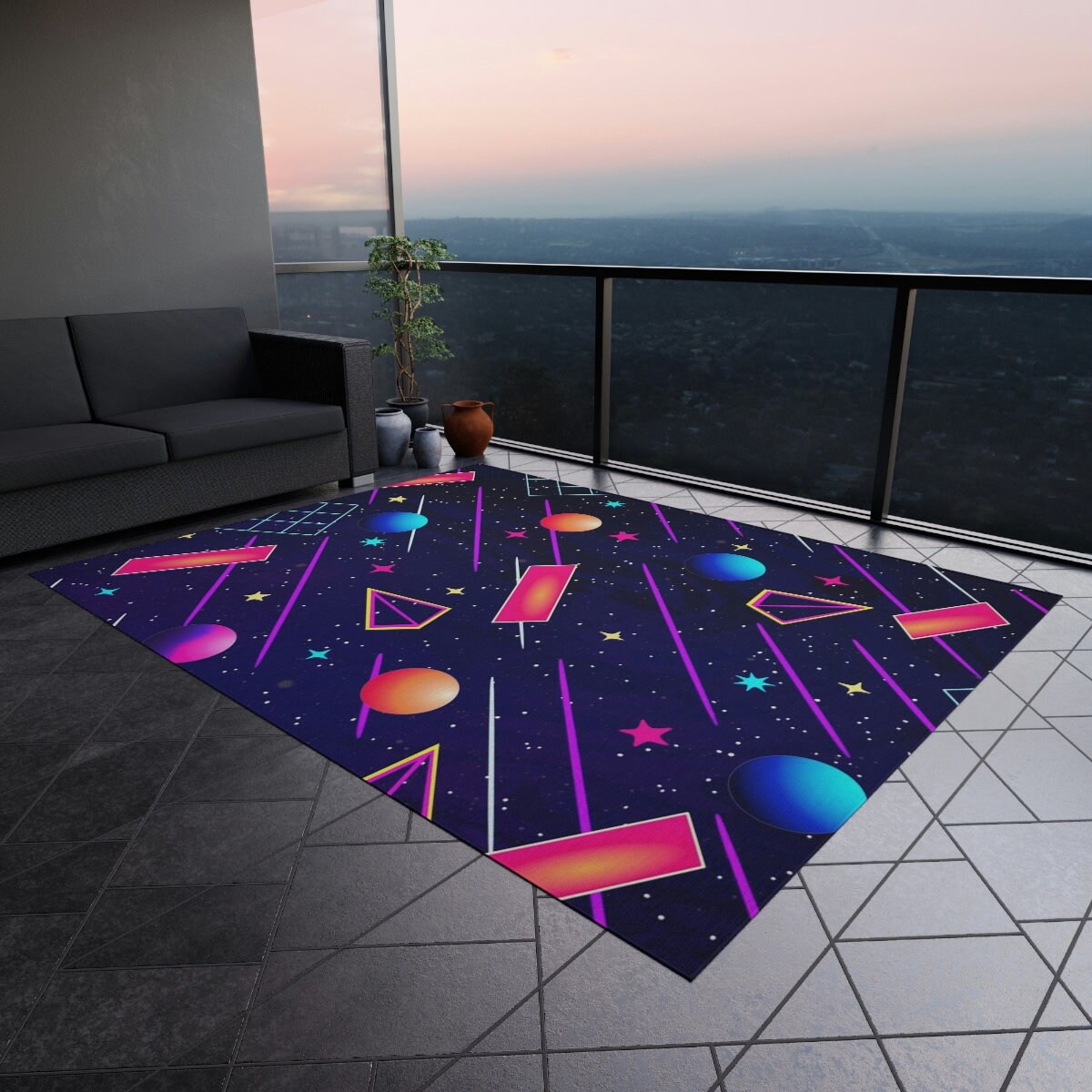 Retro Arcade Carpet Colorful Trippy Abstract Area Rug 80s - Etsy