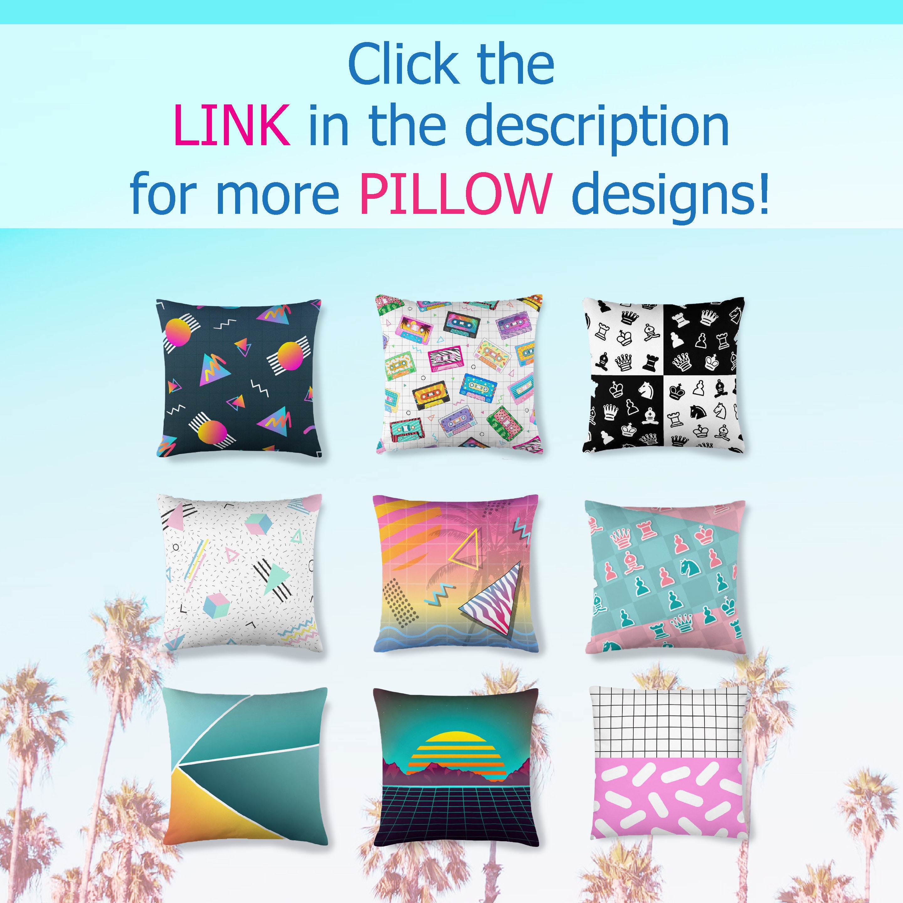 80s Abstract Pattern Pillow, Synthwave Decor, Vaporwave Decor, Retro ...