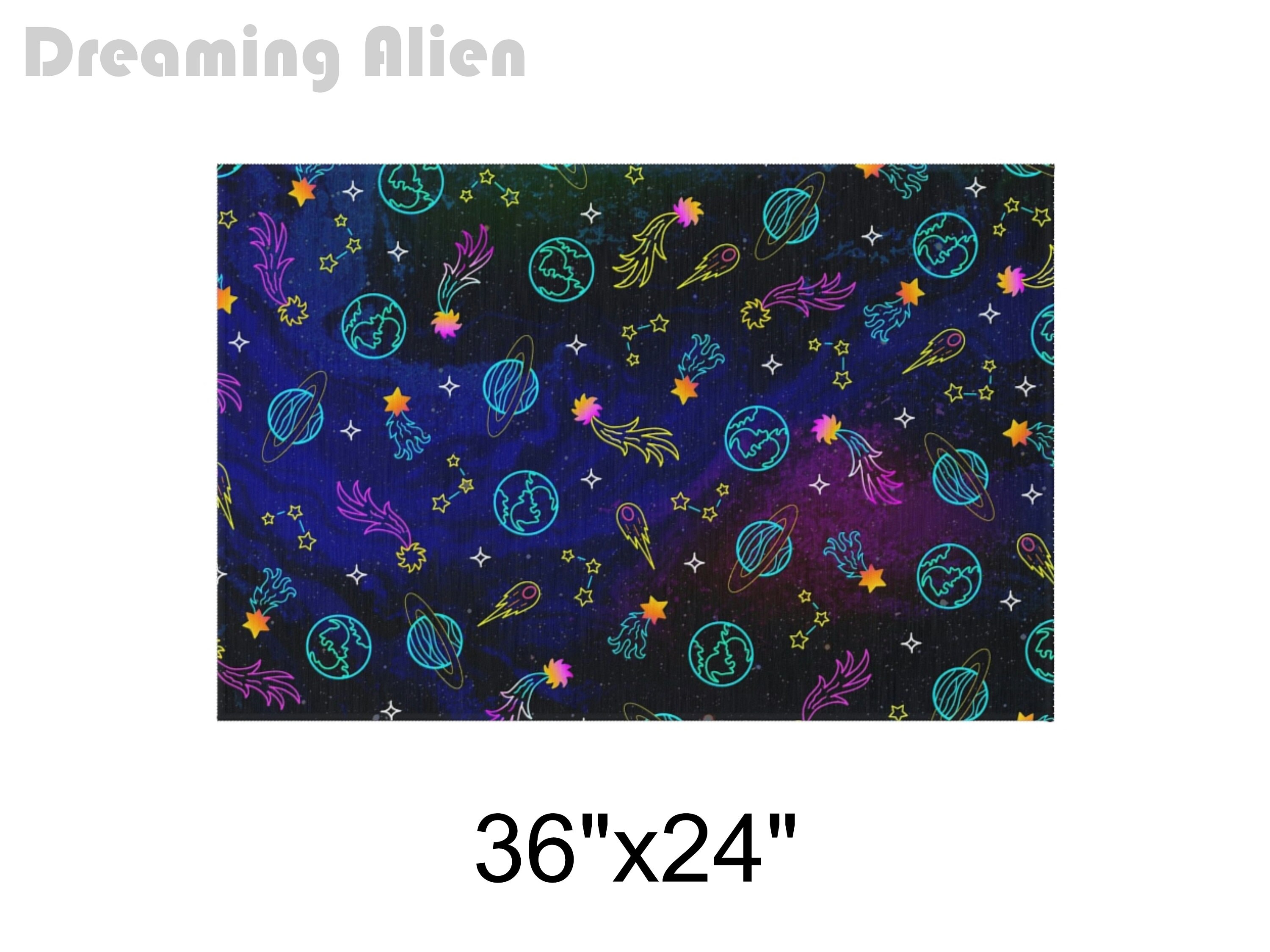 Retro Arcade Carpet, Colorful Trippy Spacey Planet Area Rug, 80s 90s ...