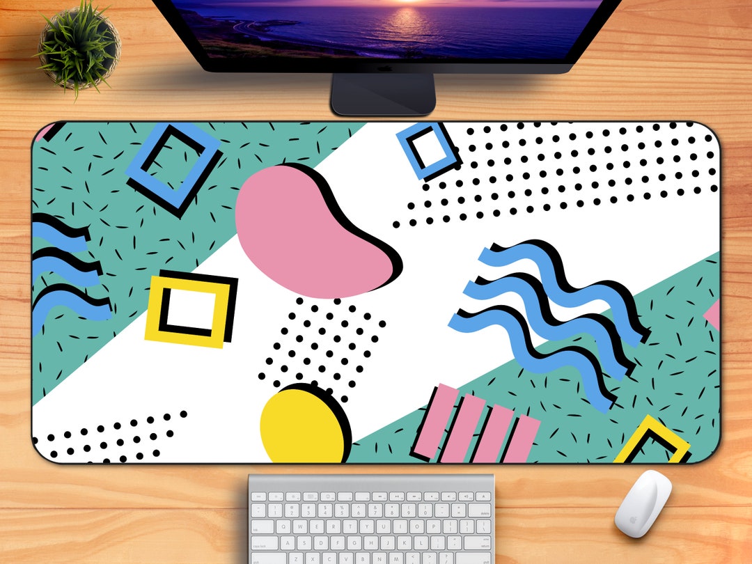 Retro 80s Desk Mat, Cute 90s Gaming Mouse Pad, Extra-large, Abstract ...