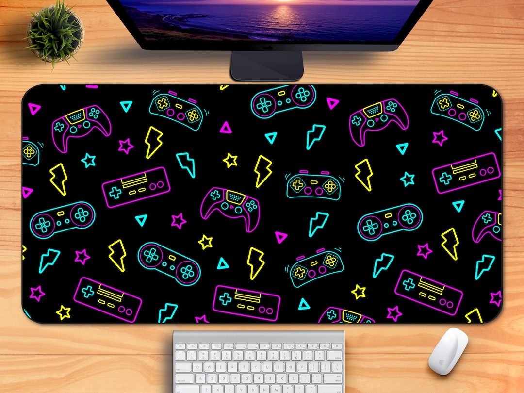 Retro 80s Videogame Desk Mat, 90s Gaming Mouse Pad, XXL Extra-large ...