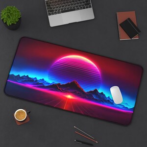 Retro 80s Desk Mat, 90s Gaming Mouse Pad, XXL Extra-large, Dark ...