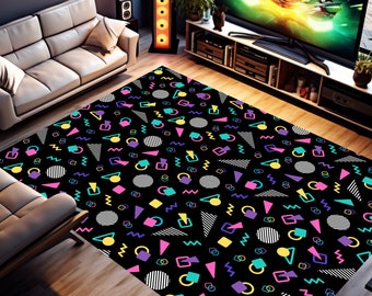 Arcade Carpet, Colorful Area Rug, 80s 90s Trippy Accent Floor Mat ...