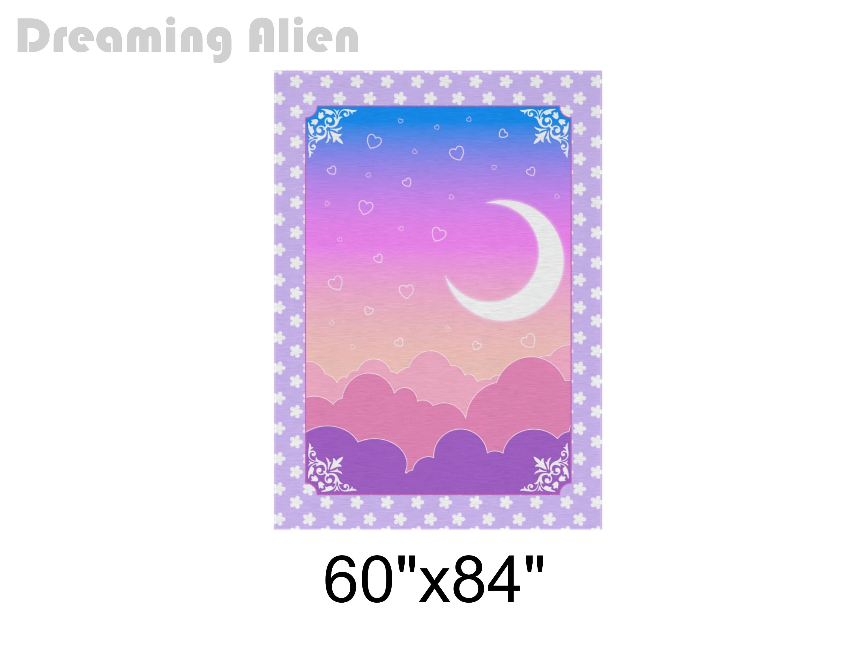 Kawaii Moon Carpet, Cute Stars Clouds Pink Purple Anime Area Rug ...