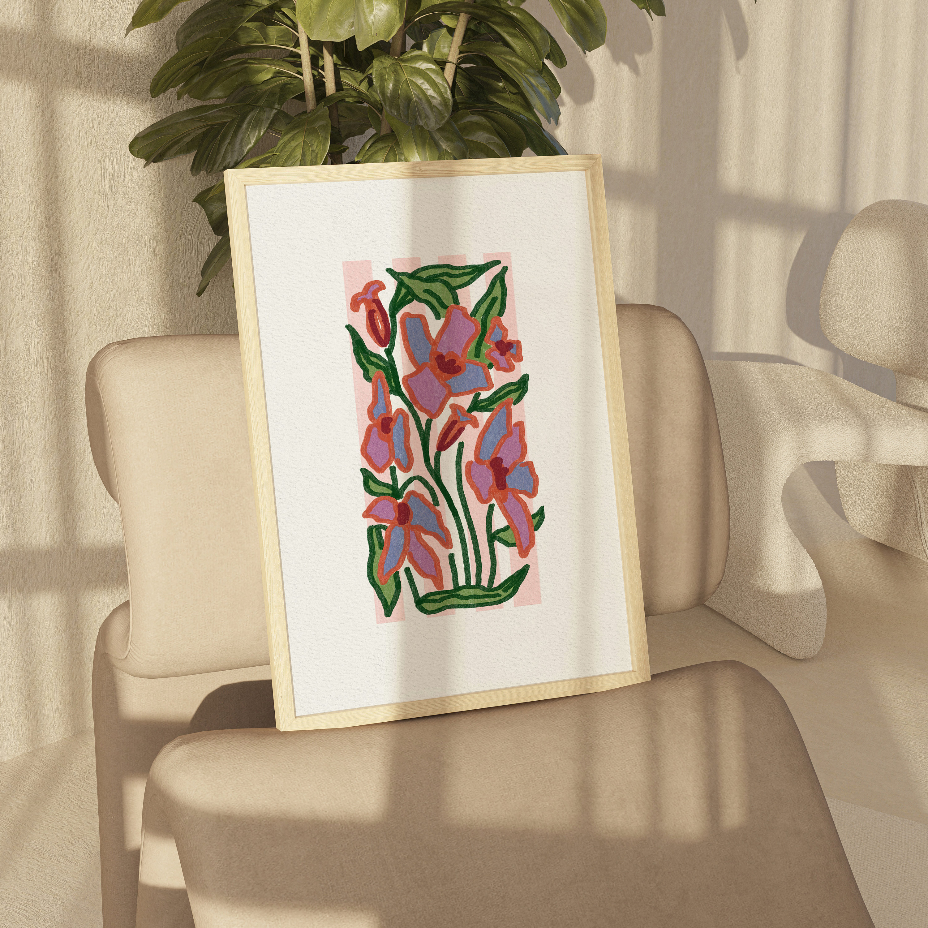 Abstract Botanical Flowers Poster Digital Download Wall Print Colorful ...