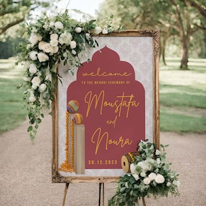 Mehndi Ceremony Welcome Sign Mehndi Welcome Wedding Sign Mendhi Sign ...