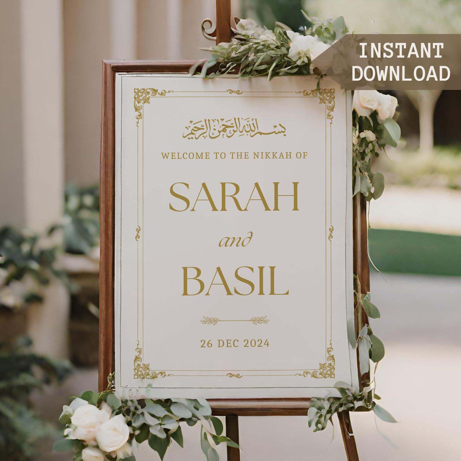 Minimalist Nikkah Welcome Sign Template Editable Wedding Sign Wedding ...