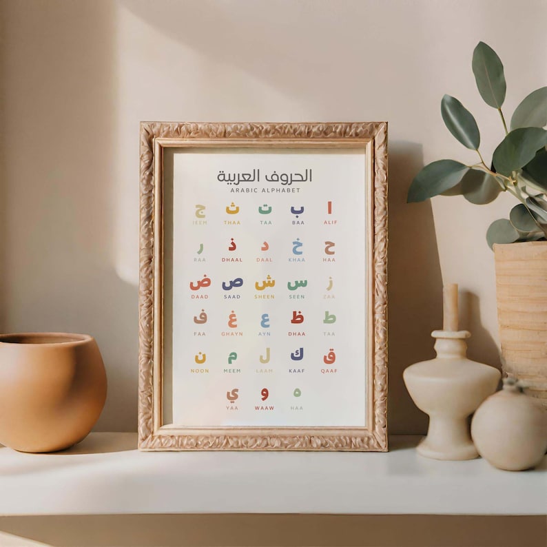 Arabic Alphabet Poster Arabic Kid Print Islamic Nursery Print Arabic ...