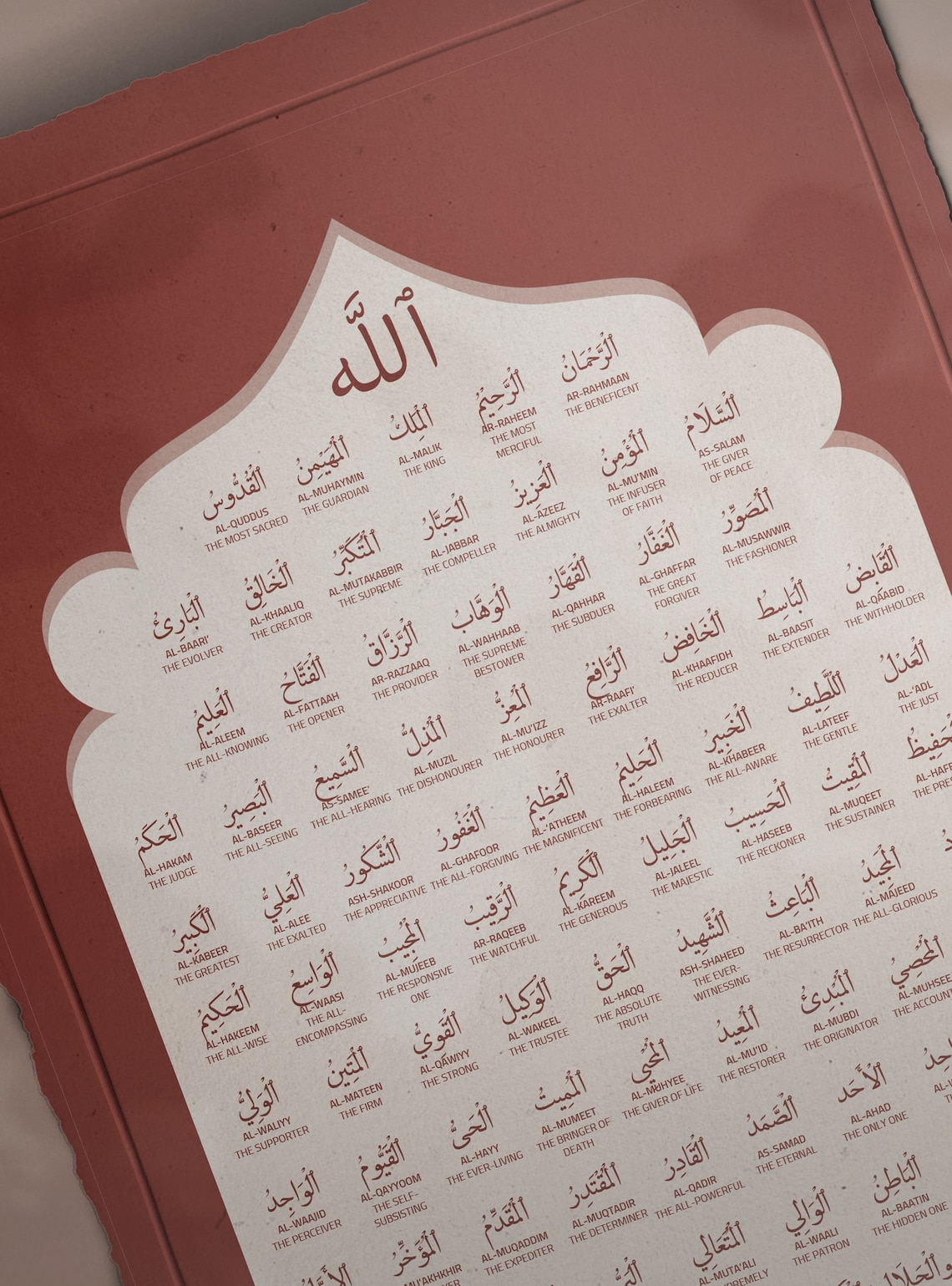 99 Names of Allah With Meaning Allah 99 Names Print Asma Ul - Etsy