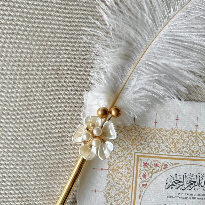 Nikkah Pen Wedding Pen Ostrich Feather Pen Guest Book Wedding Guestbook ...