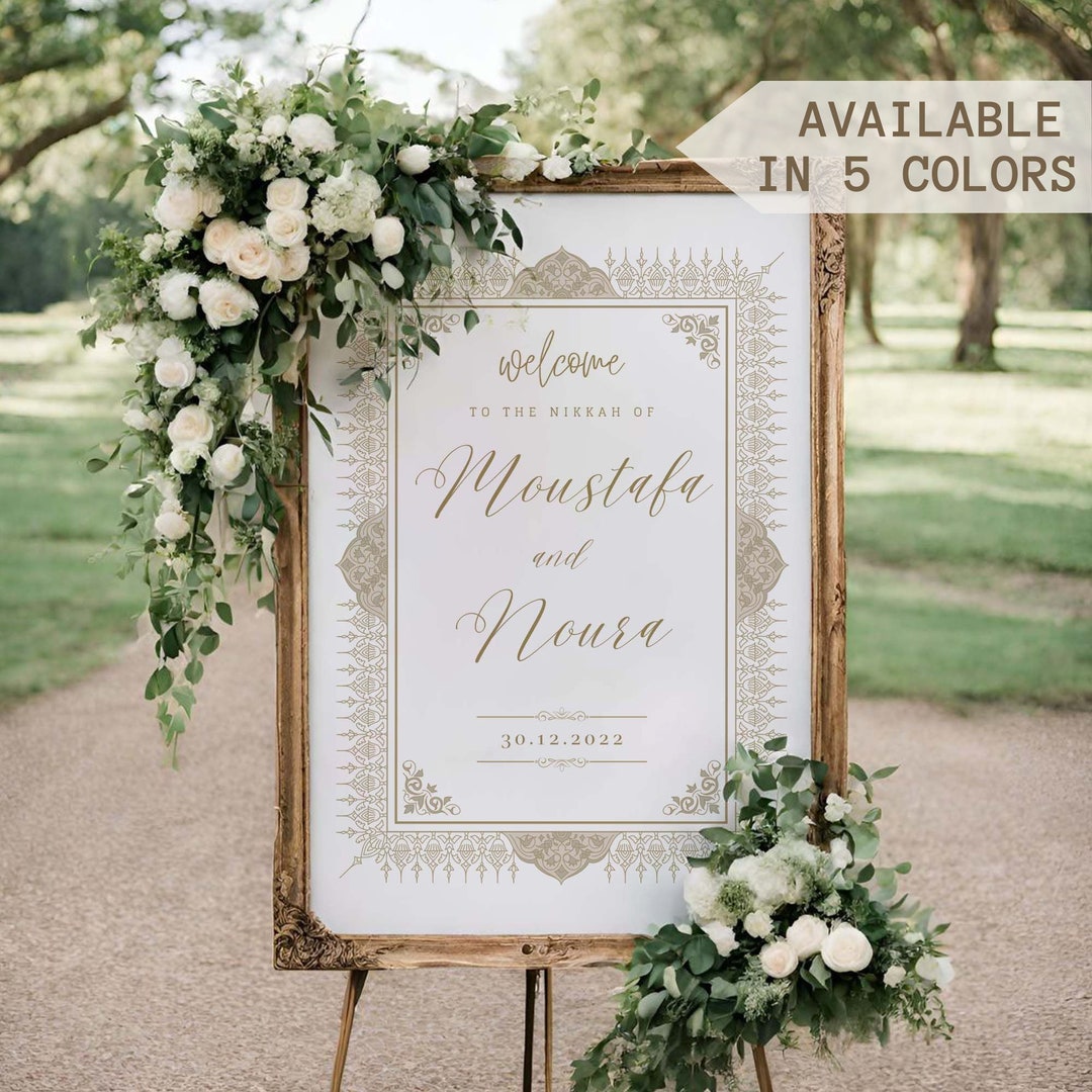 Custom Nikkah Welcome Sign Personalized Muslim Wedding Welcome Islamic ...