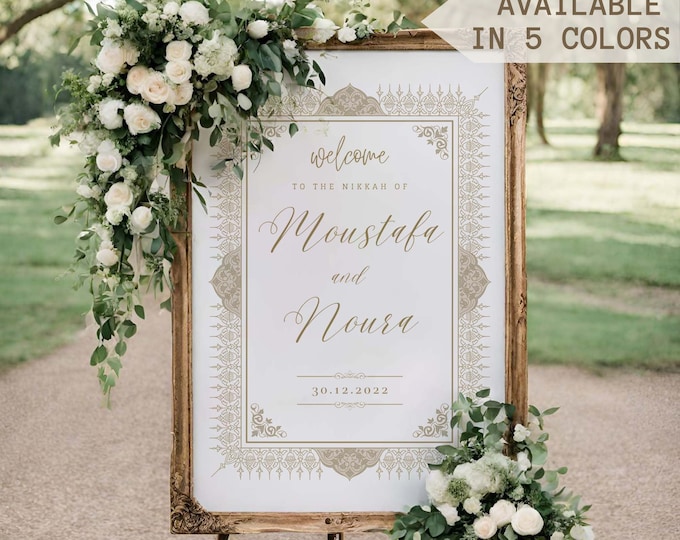 Nikkah Welcome Sign Personalised Nikkah Decor Walima Islamic Wedding ...