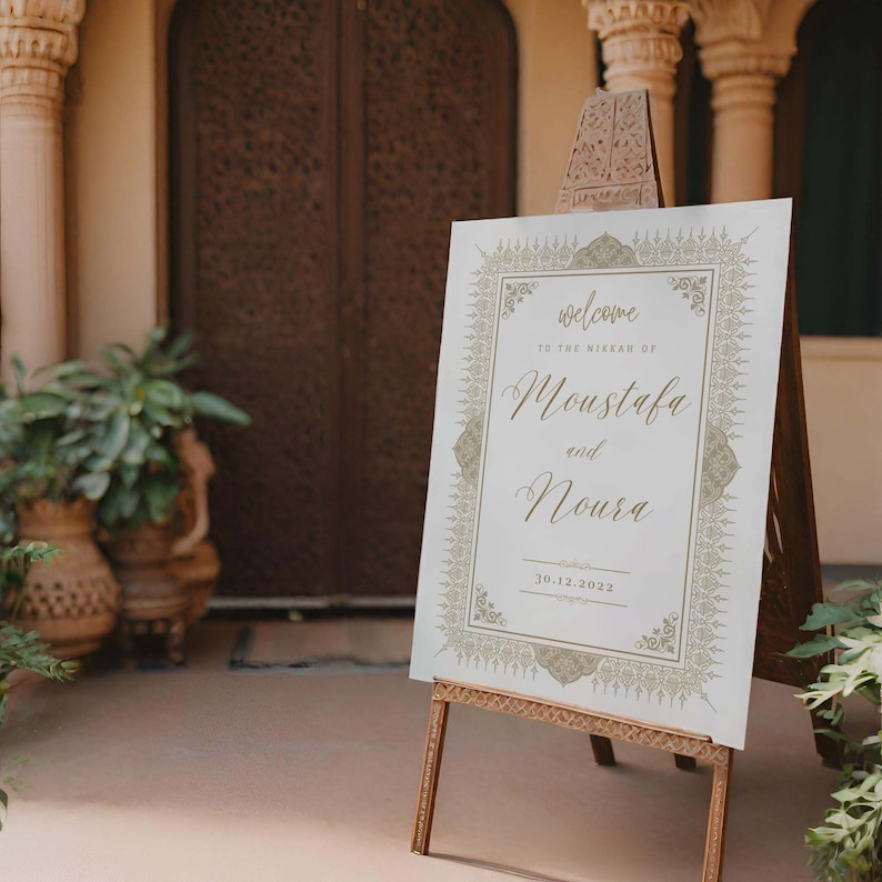Custom Nikkah Welcome Sign Personalized Muslim Wedding Welcome Islamic ...