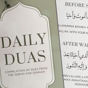 Daily Dua Cards Dua Booklet Lslamic Prayer Card Islamic Dua Flashcard ...