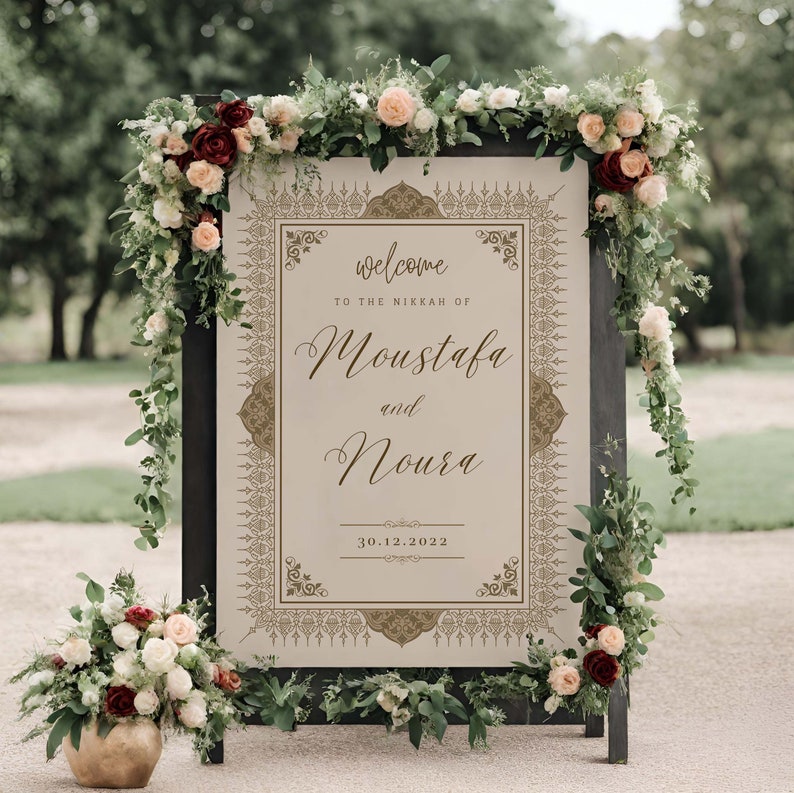 Custom Nikkah Welcome Sign Personalized Muslim Wedding Welcome Islamic ...