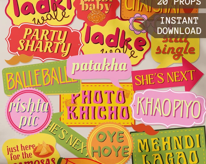 Indian Wedding Photo Props, Desi Wedding Props, DIY Desi Shadi Photo ...