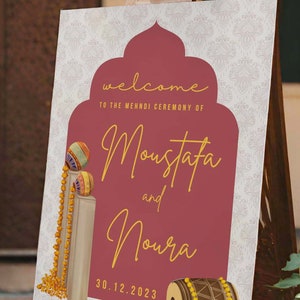 Mehndi Ceremony Welcome Sign Mehndi Welcome Wedding Sign Mendhi Sign ...