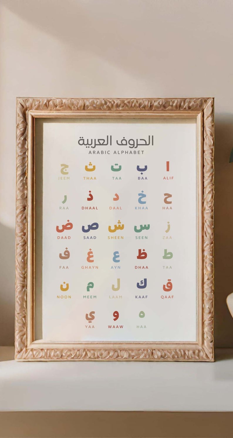 Arabic Alphabet Poster Arabic Kid Print Islamic Nursery Print Arabic ...