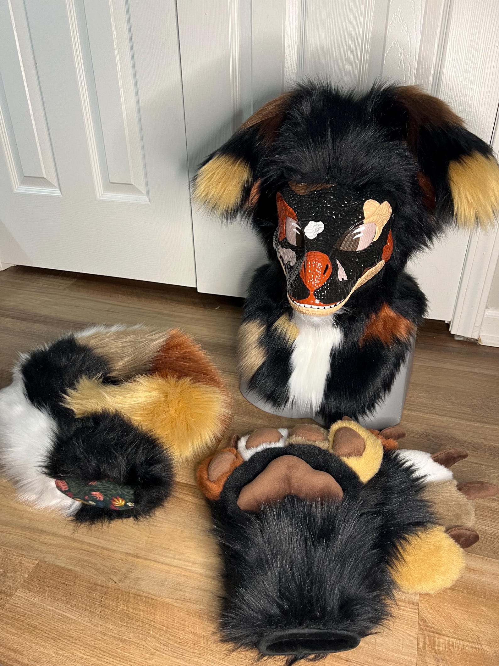 Calico Dog Dinomask Minipartial Premade Fursuit - Etsy