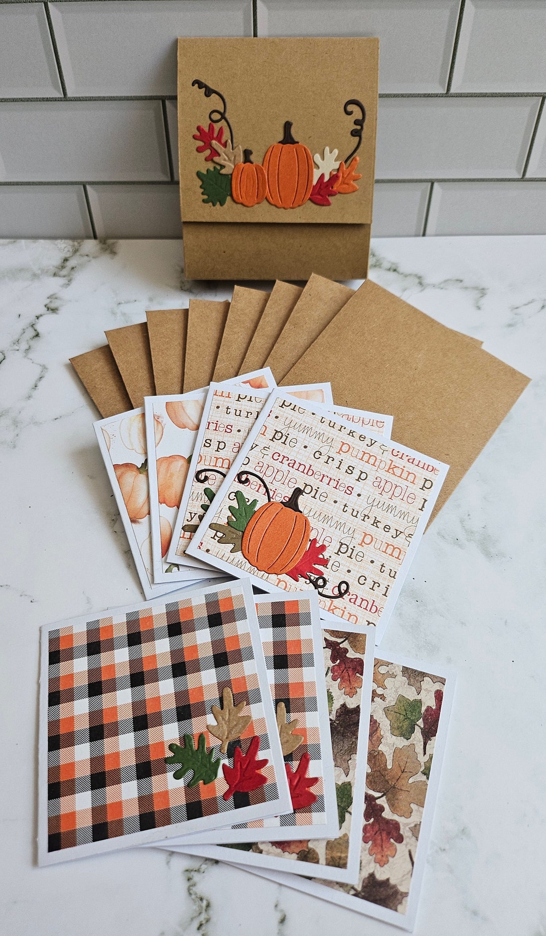 3x3 Hand Crafted Mini Fall/thanksgiving Note Cards With Envelopes ...