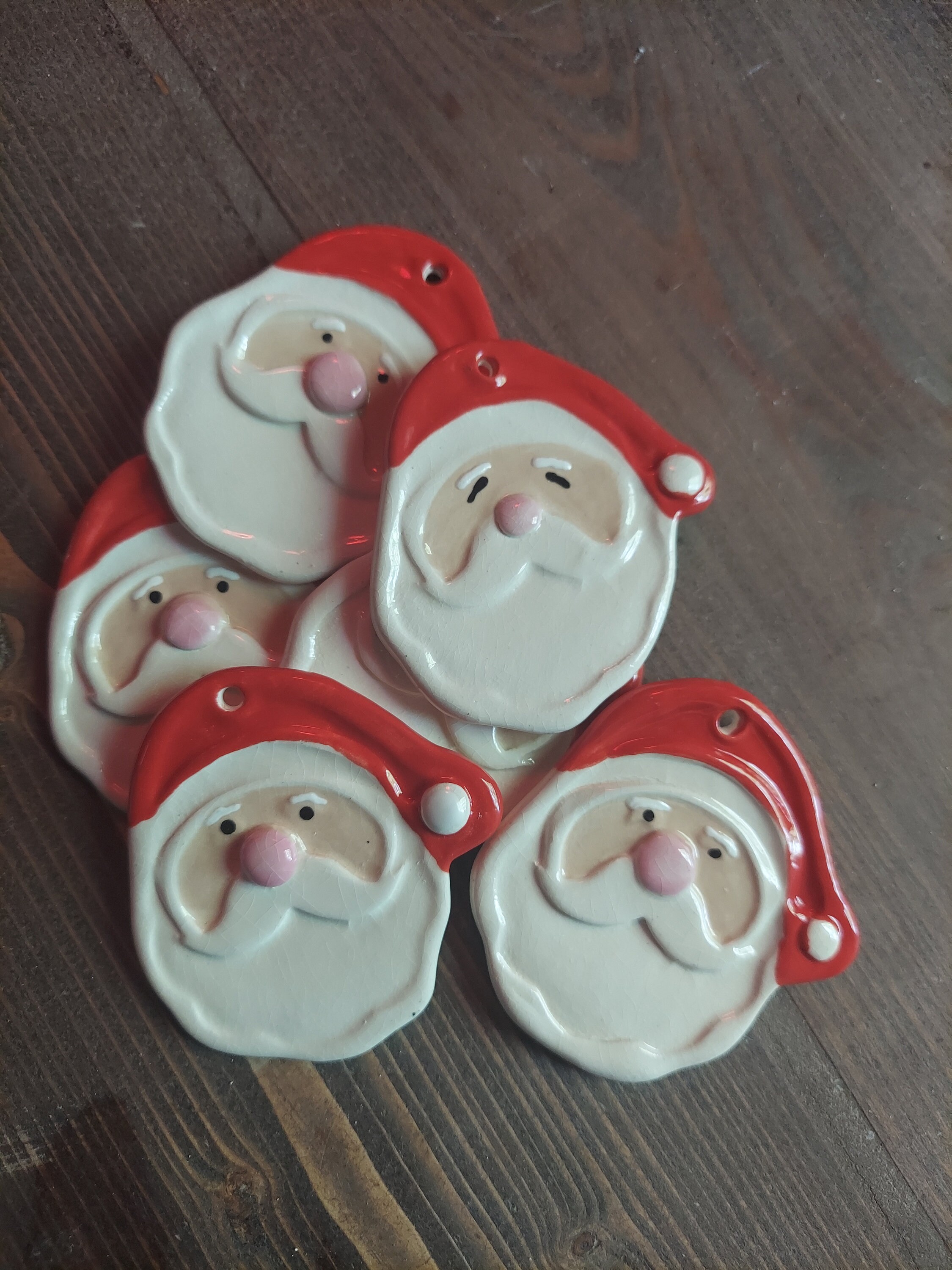 Santa Claus Pendant & Beads Necklace Handmade Ceramic Clay Fun ...