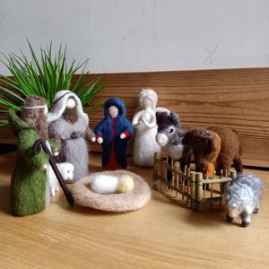 Needle Felted Nativity Scene- Ready to Ship! Nativity Set 9 Pieces ...