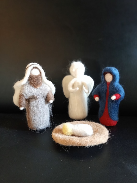 Needle Felted Nativity Scene Ready to Ship. Nativity Set 4 - Etsy