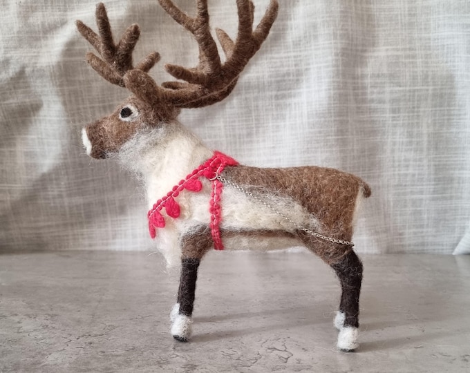 Needle Felted Reindeer Ornament - Etsy