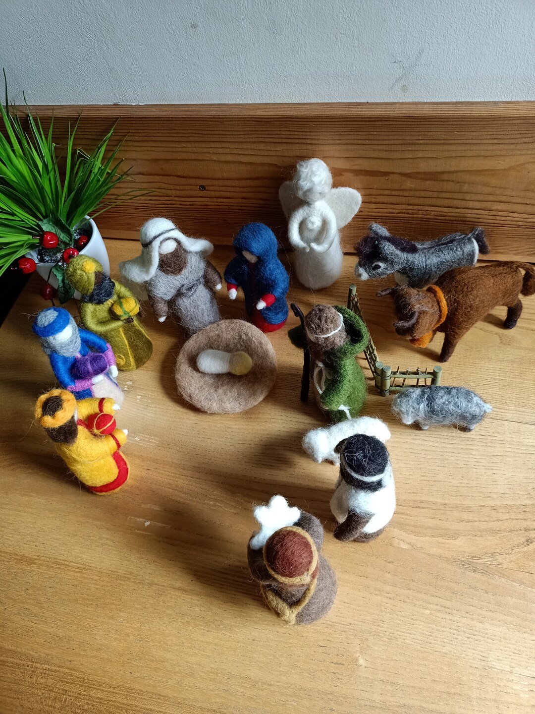 Needle Felted Nativity Scene. Nativity Set 14 Pieces -. Ready to Ship ...