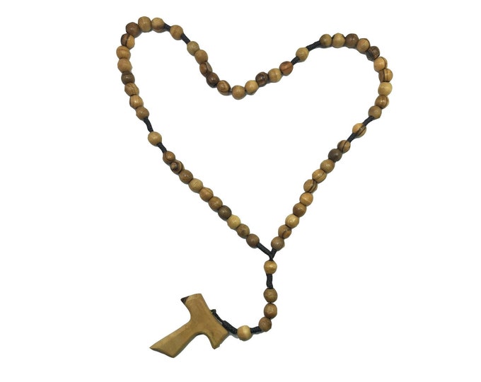 Handmade Olive Wood Franciscan Tau Cross Rosary - Etsy