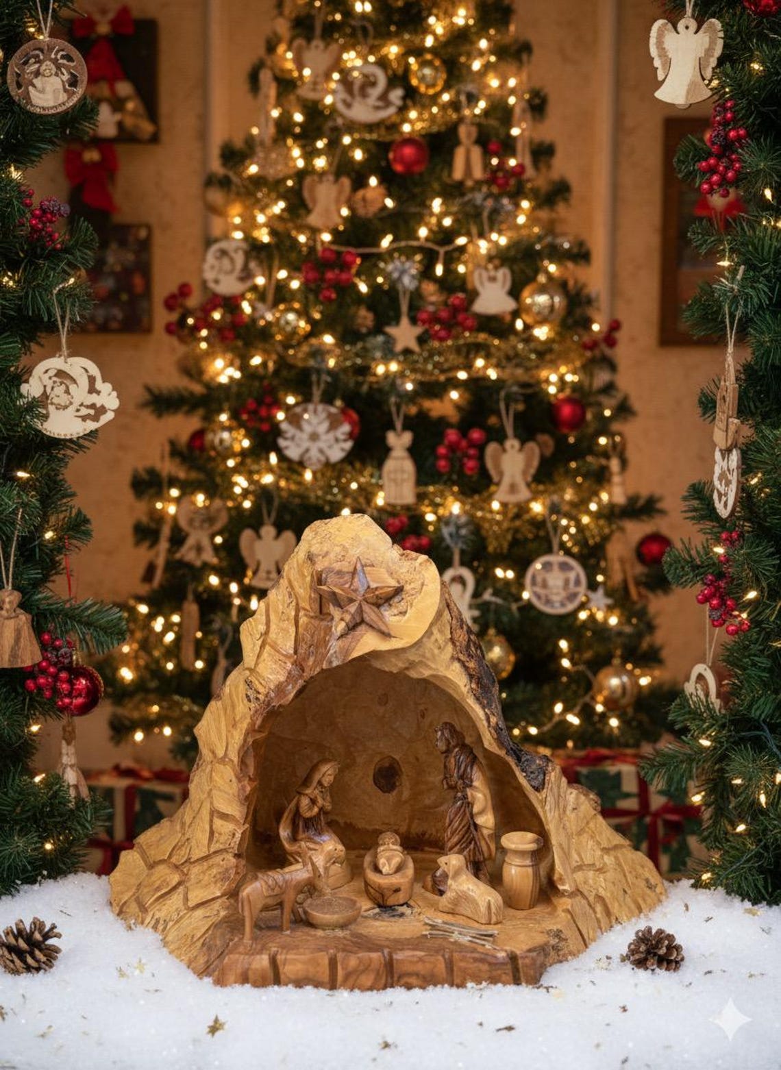 Authentic Large Olive Wood Nativity Set, Hand-carved in Bethlehem ...