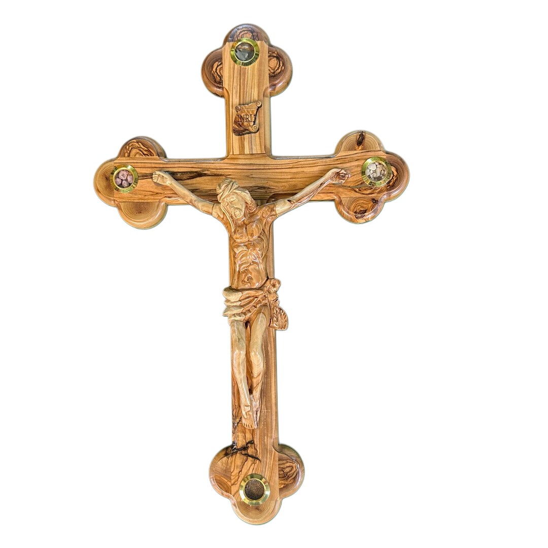 Large Handmade Olive Wood Wall Cross – Orthodox Wooden Cross – Rustic ...
