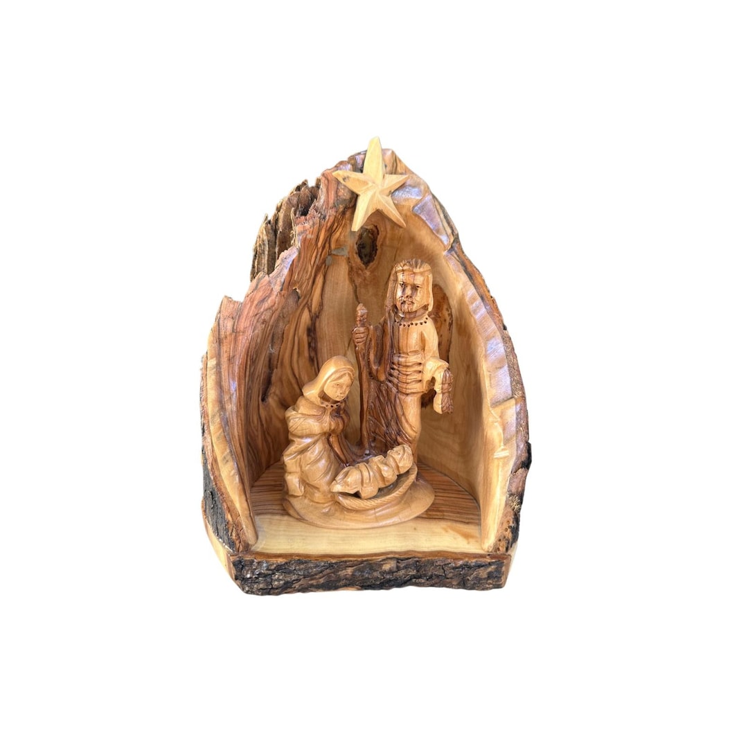 Handmade Olive Wood Nativity Cave Set: Unique Christmas Decor - Etsy