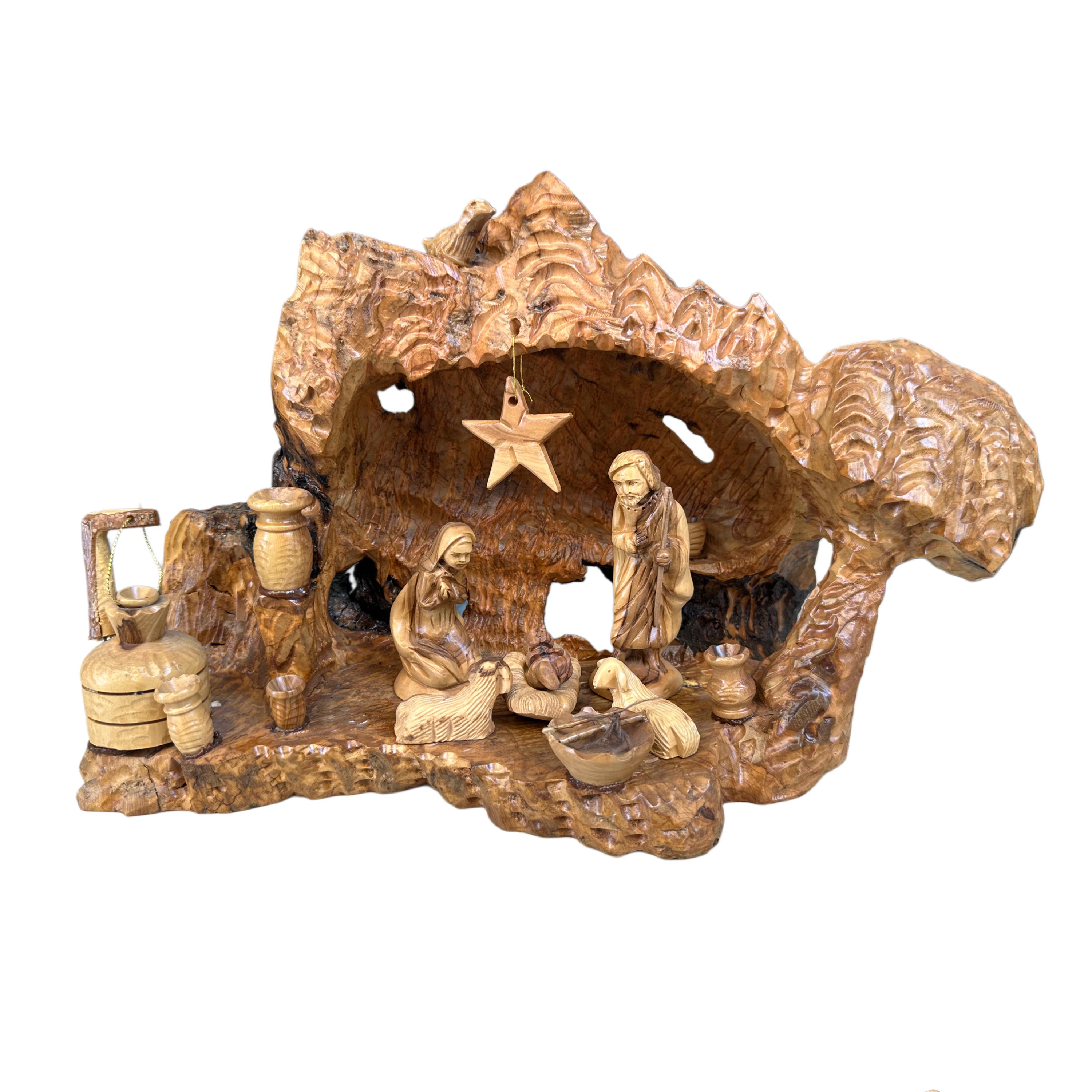 Authentic Olive Wood Nativity Set From Bethlehem | Large Hand Carved ...